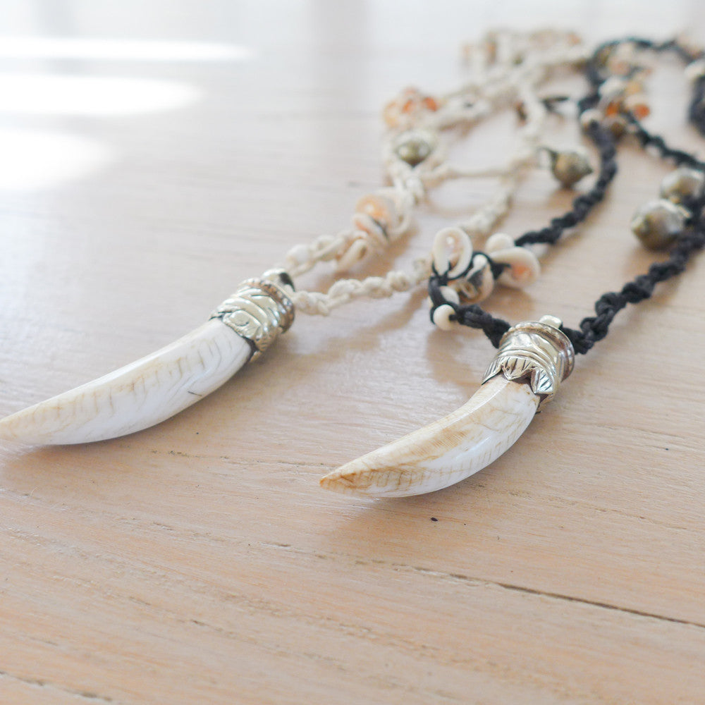 Boho luxe style necklace - 'Tusk' is availabe in natural or black ...