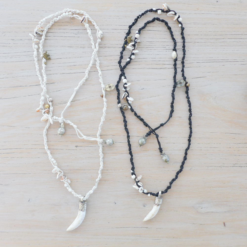 Boho luxe style necklace - 'Tusk' is availabe in natural or black ...